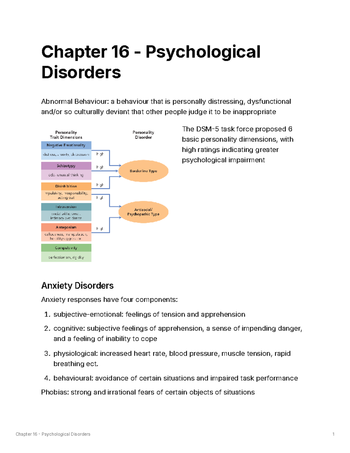 Chapter 16 - Psychological Disorders: Understanding Abnormal Behavior ...