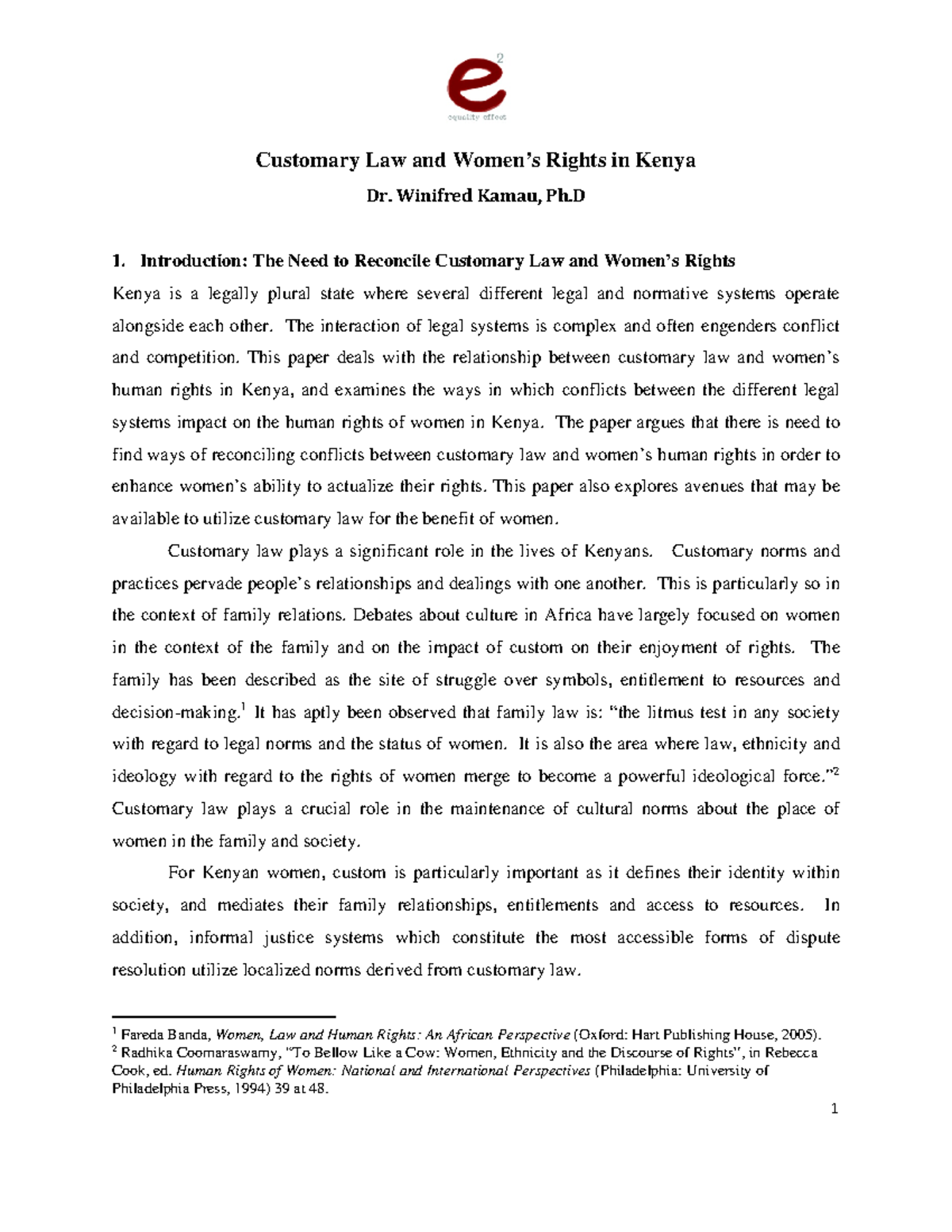 Customary Law & Women's Rights in Kenya: A Study by Dr. Winifred Kamau ...
