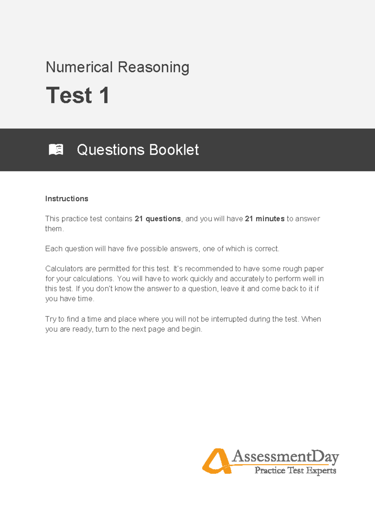 Numerical Reasoning Test1 Questions - Numerical Reasoning Test 1 ...