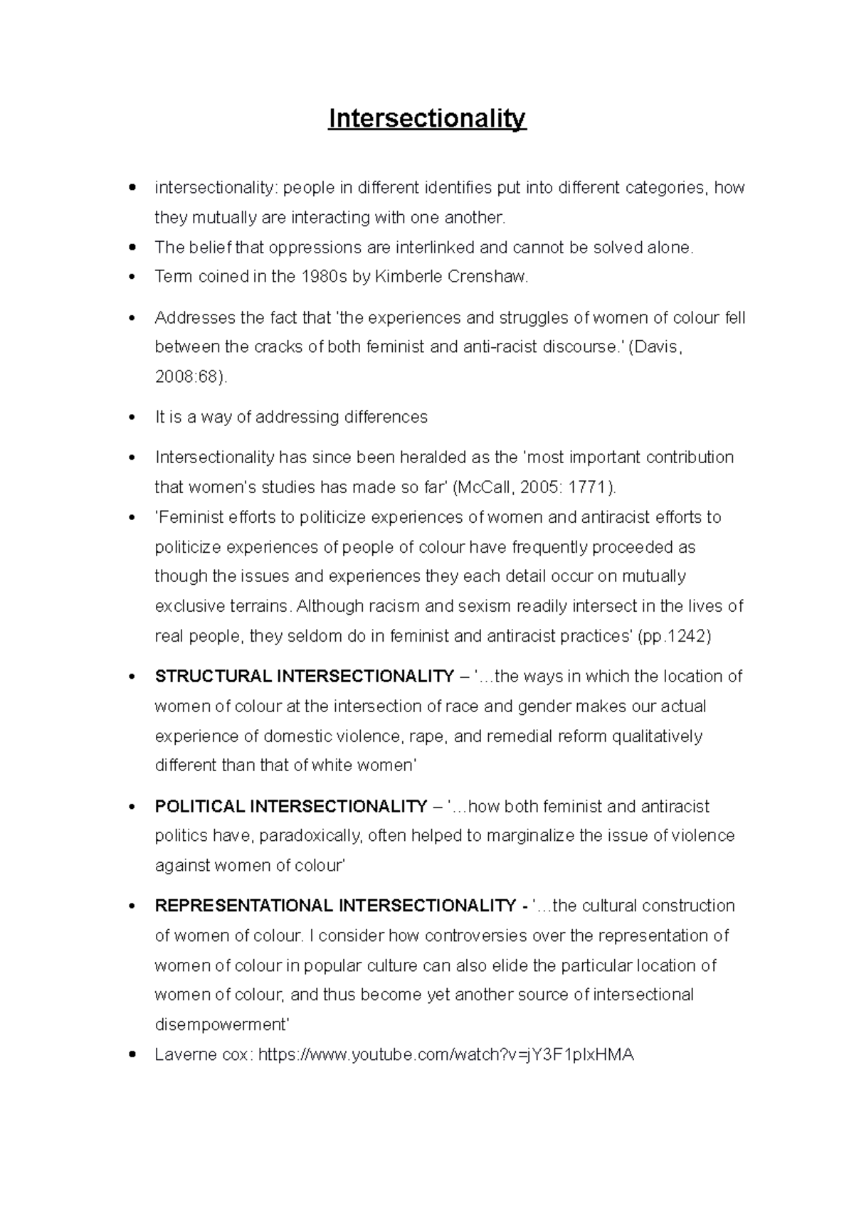 Intersectionality - Lecture notes 5 - Intersectionality ...
