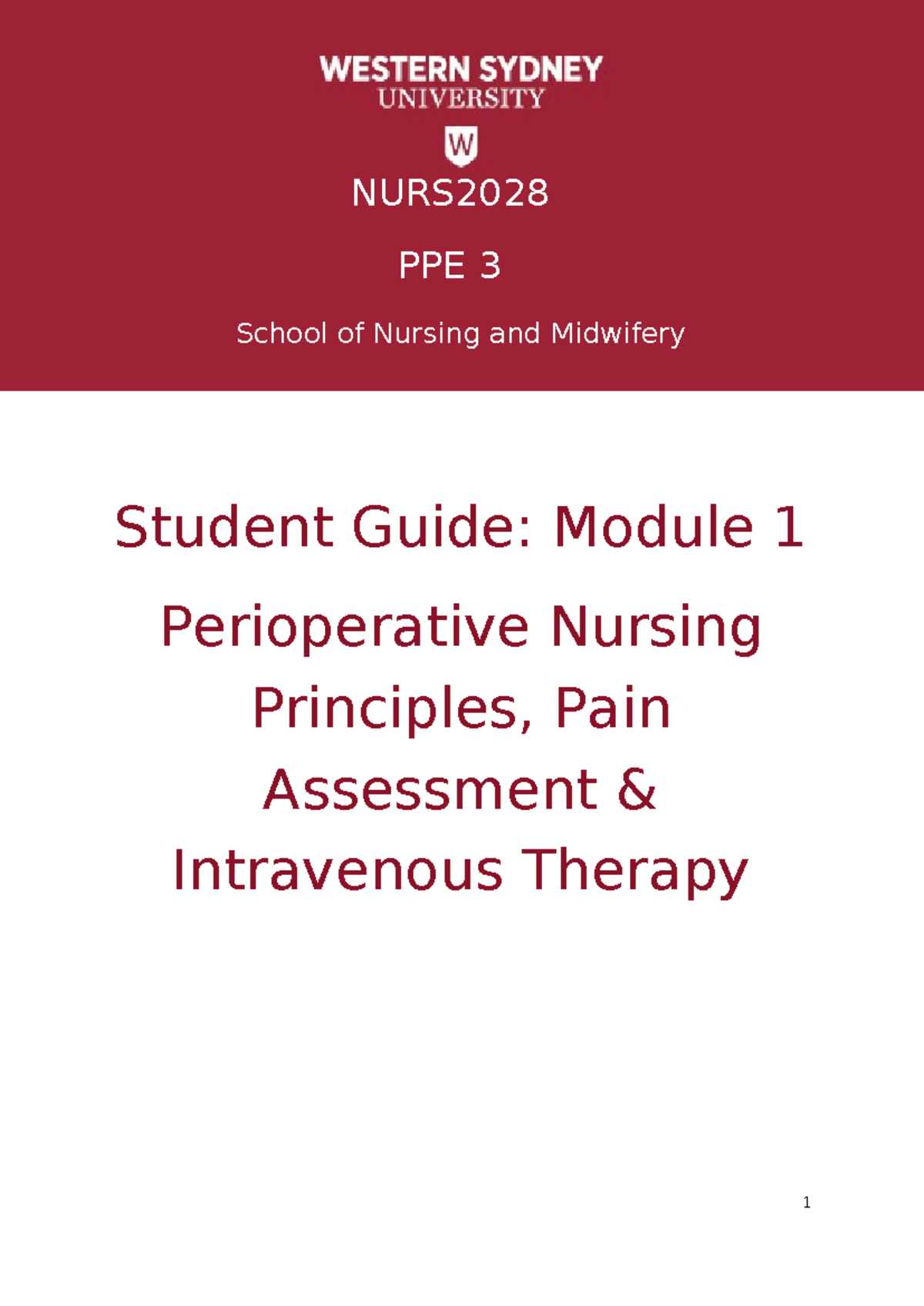 NURS2028 Module 1: Perioperative Nursing & Pain Assessment Guide - Studocu