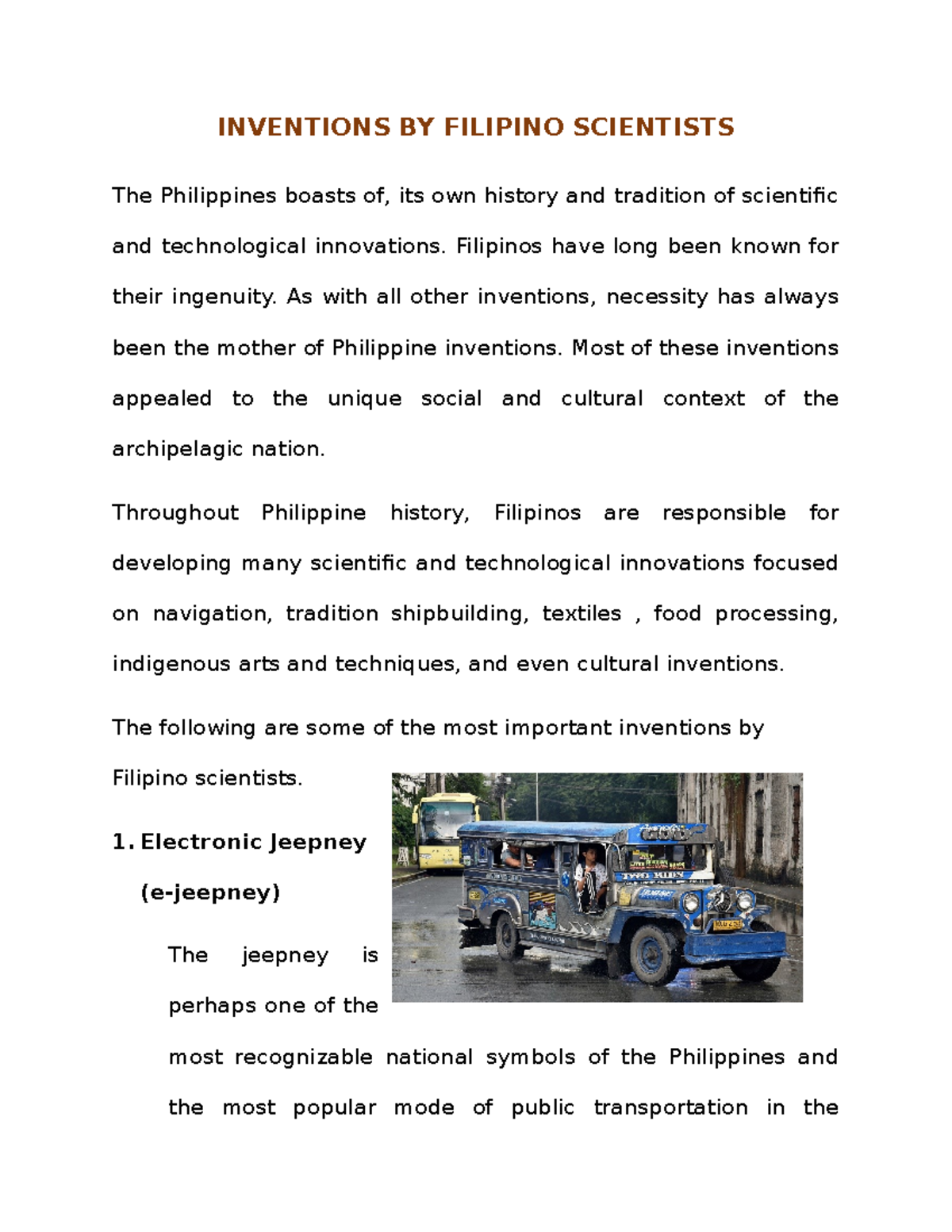 Inventions BY Filipino Scientists - INVENTIONS BY FILIPINO SCIENTISTS ...
