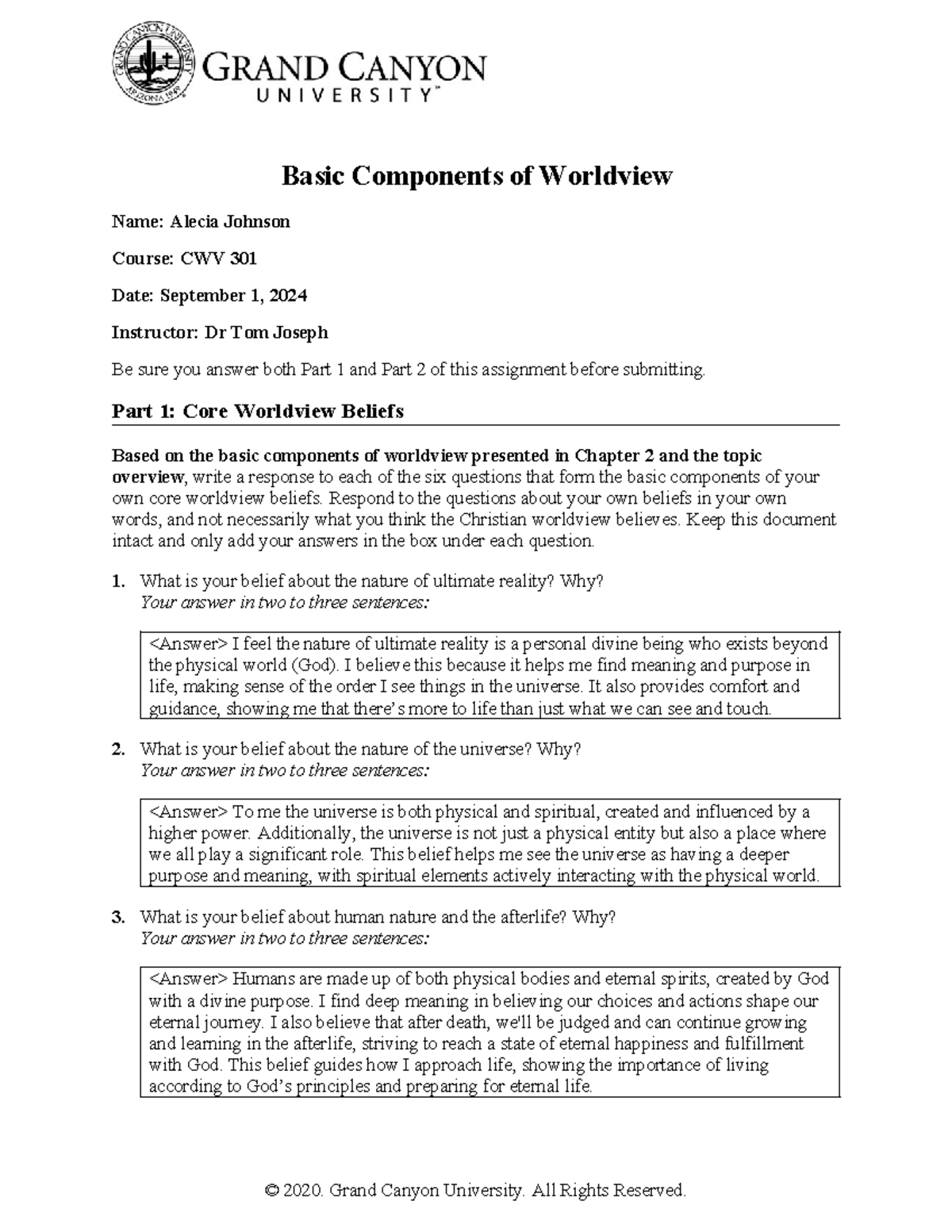 CWV 101 301 RS T1Basic Components Of Worldview - Basic Components of ...