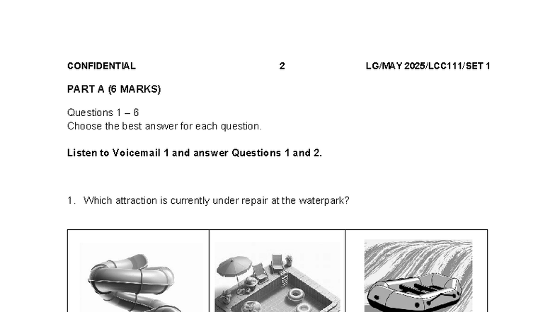 LCC111 QP LA1 SET1 - Listening Test Questions and Answers - Studocu