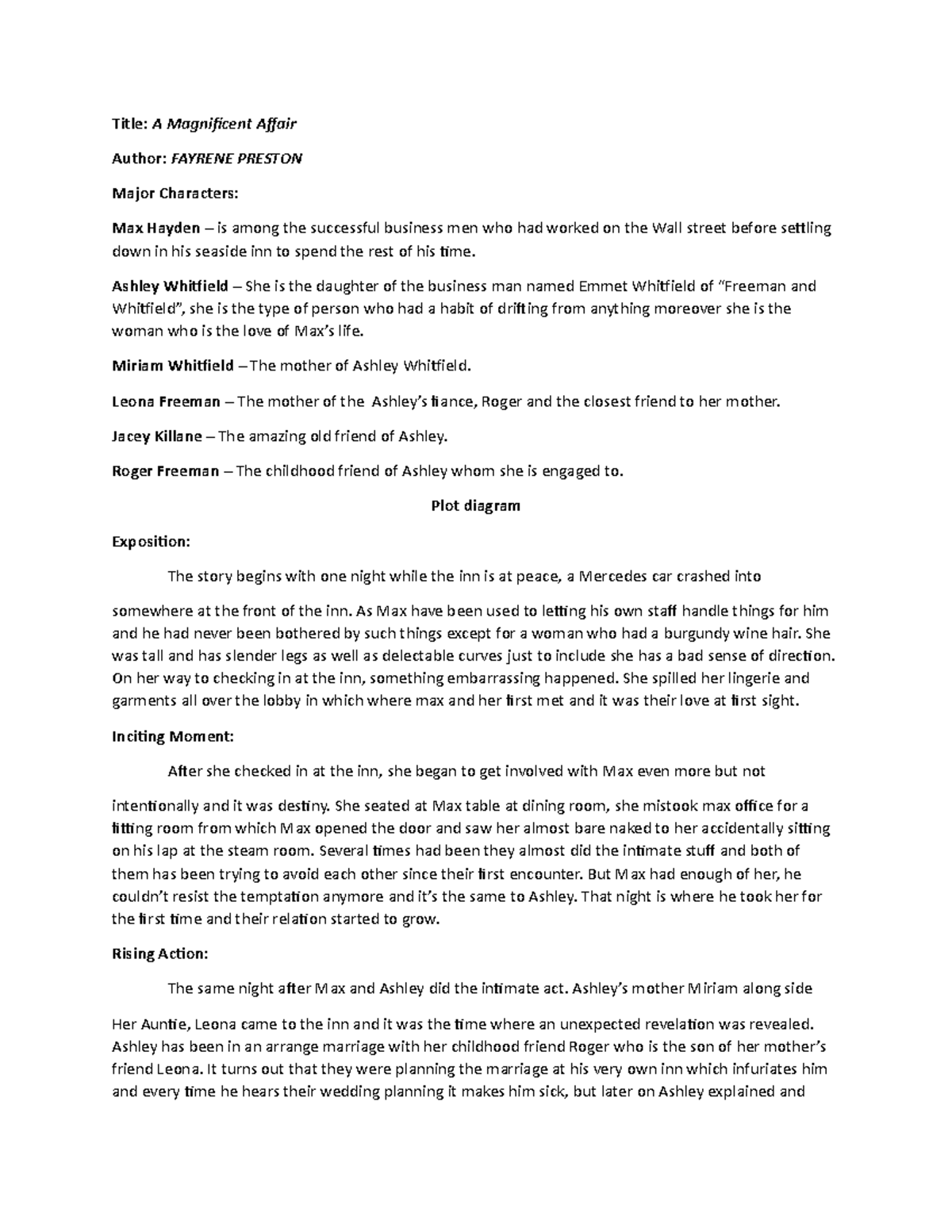 WASTE SEGREGATION - Title: A Magnificent Affair Author: FAYRENE PRESTON ...