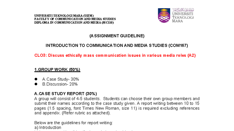 Assessment Guidelines for COM167: Group & Individual Projects - Studocu