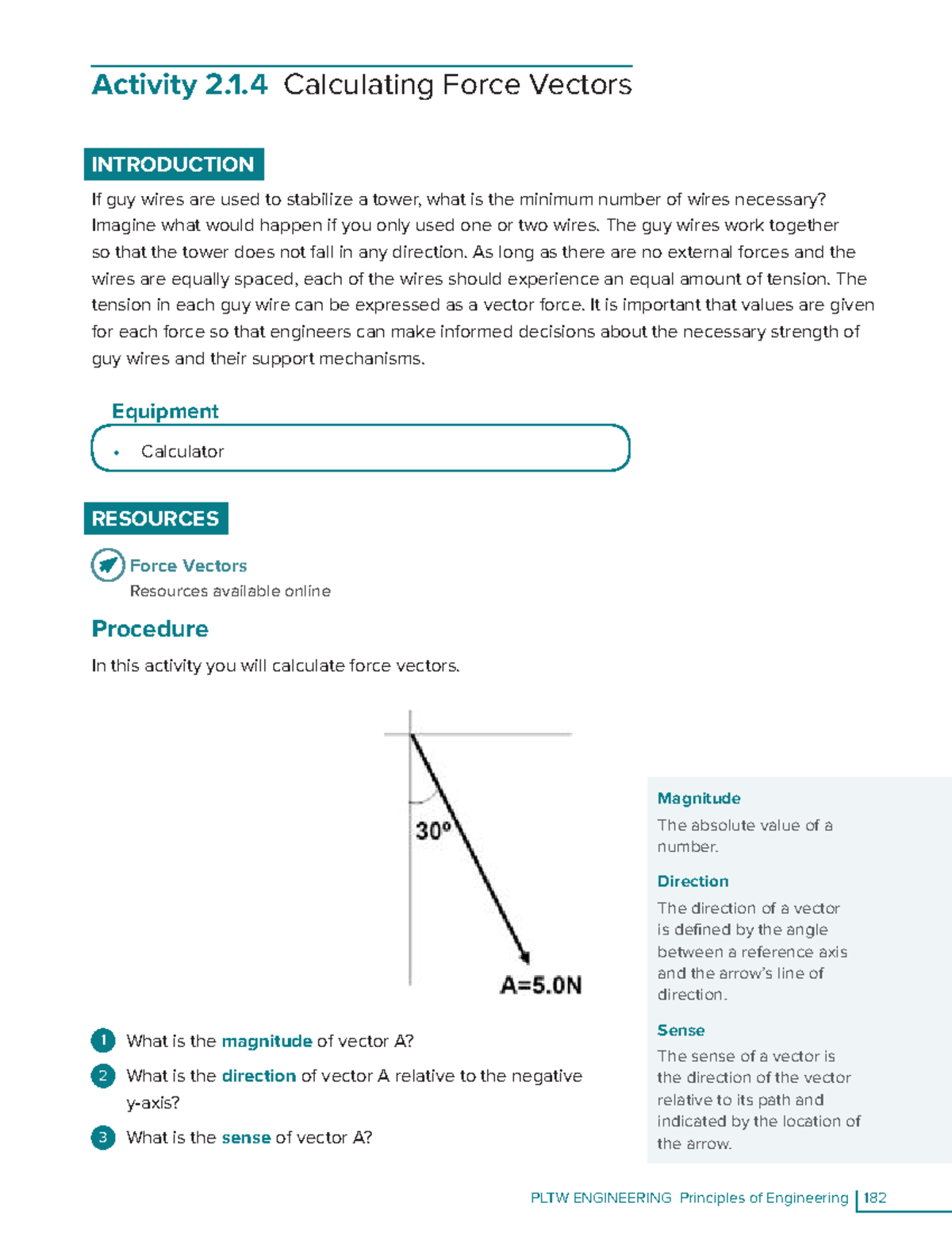 Calculating Force Vectors in PLTW Engineering (POE 182) Activity 2.1.4 - Studocu