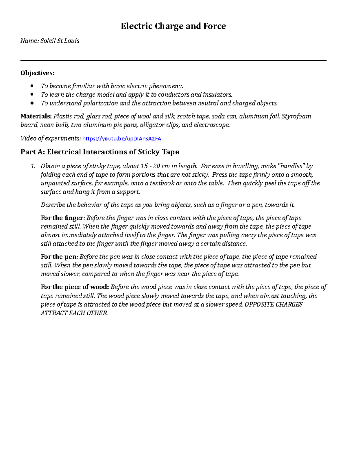 Lab 2: Electric Charge and Force Experiments - Understanding ...