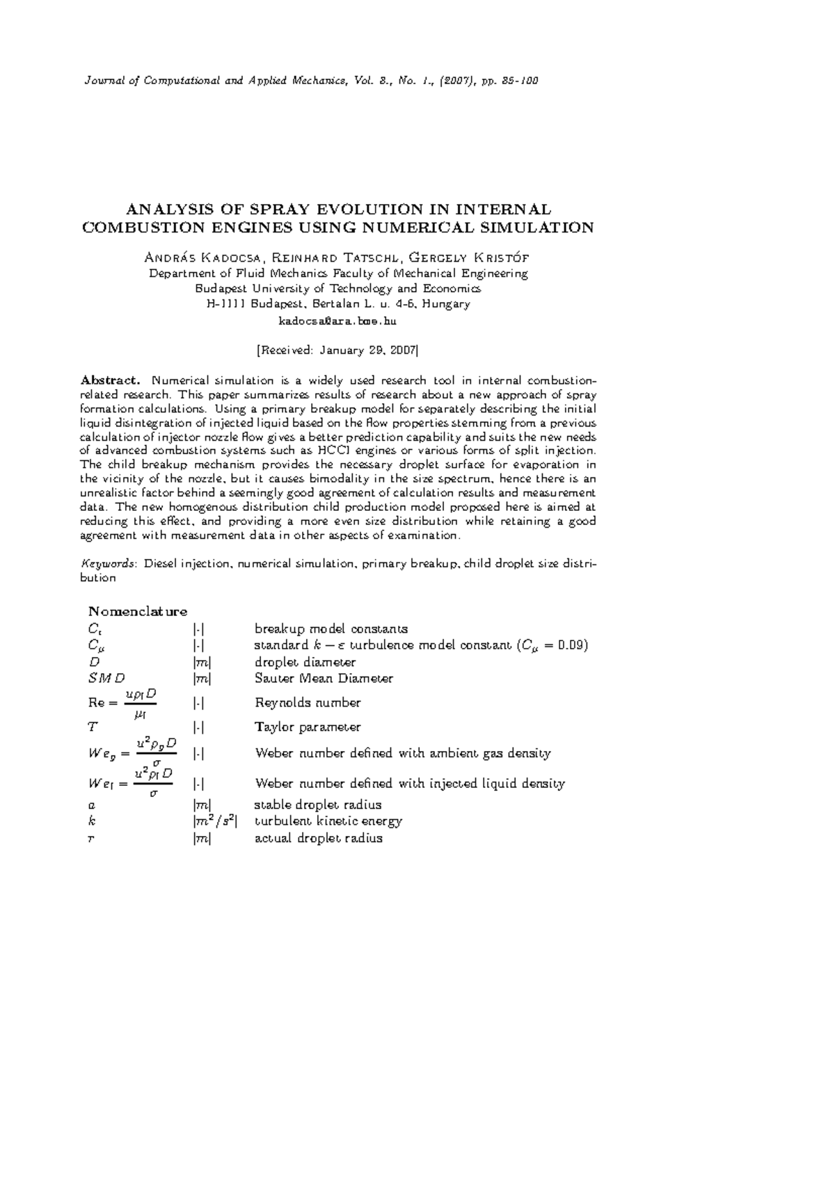 Numerical Simulation of Spray Evolution in IC Engines: A Study - Studocu