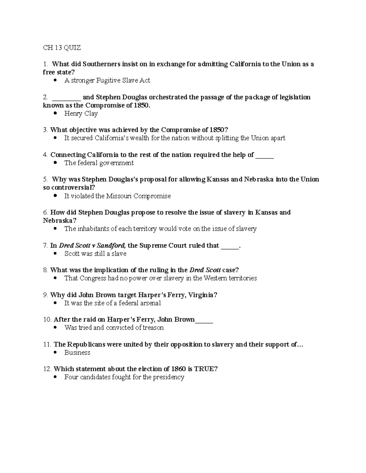 CH 13 QUIZ - Key Questions and Answers on Chapter 13 Topics - Studocu
