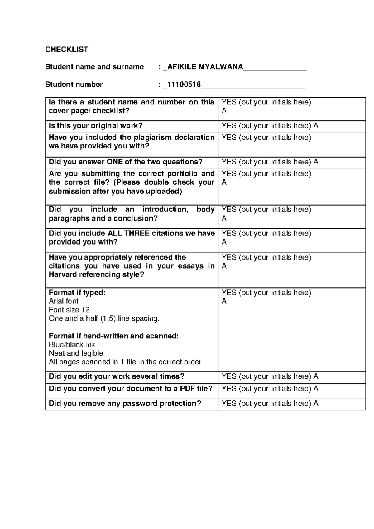 ENG1503 Examination Checklist & Plagiarism Declaration Template - Studocu