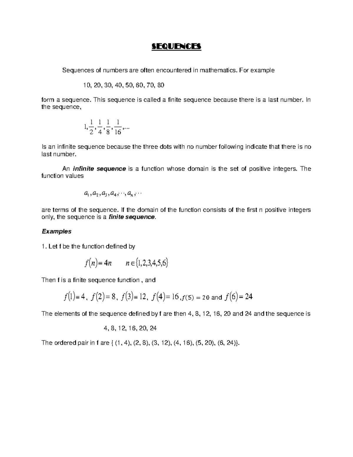Sequences in Mathematics: Finite and Infinite Types Explained - Studocu
