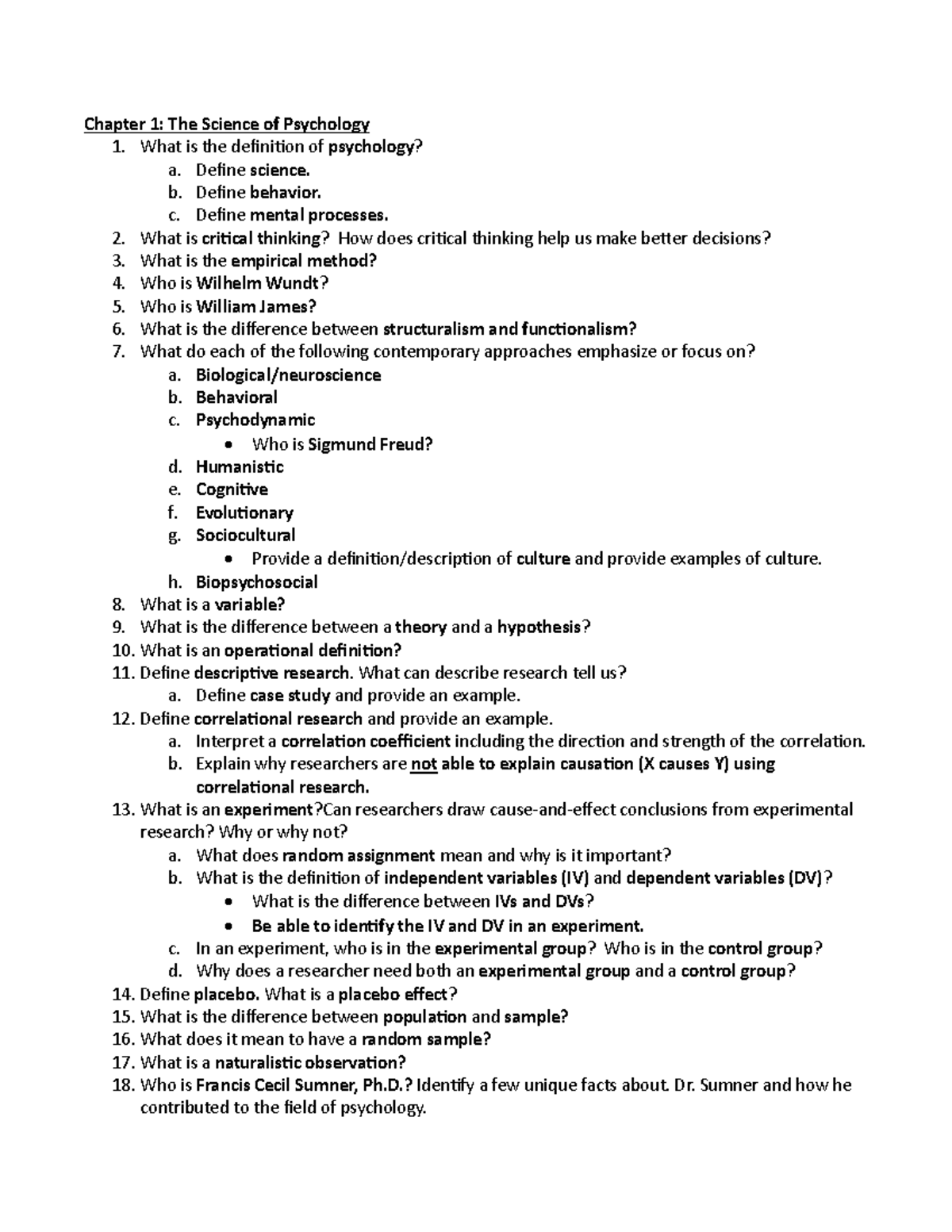 Psychology Concepts and Theories: Study Notes for PSY101 - Studocu