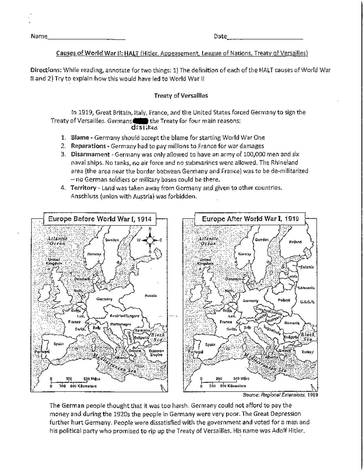Causes of World War II: HALT (Hitler, Appeasement, League, Treaty ...