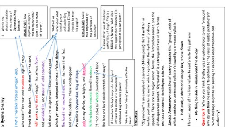 ENG 201 - Analysis of "Ozymandias" by Percy Bysshe Shelley - Studocu