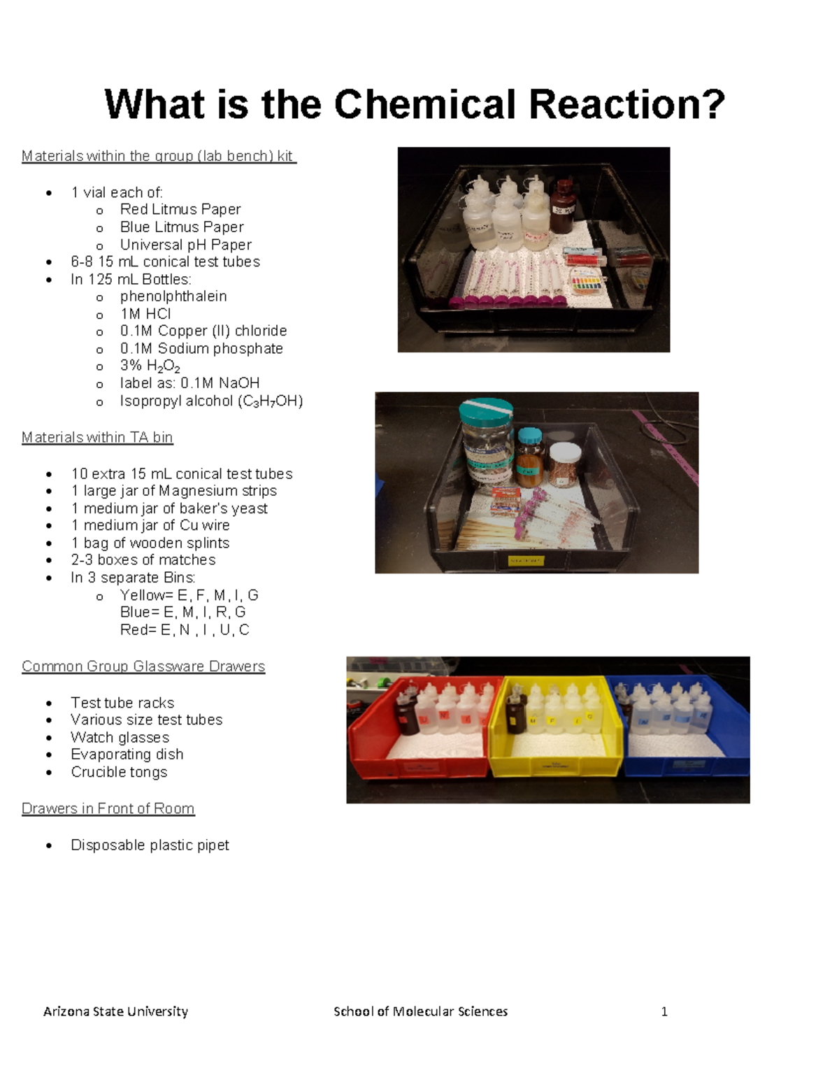 Annotated Student Handout: Understanding Chemical Reactions - F23 - Studocu