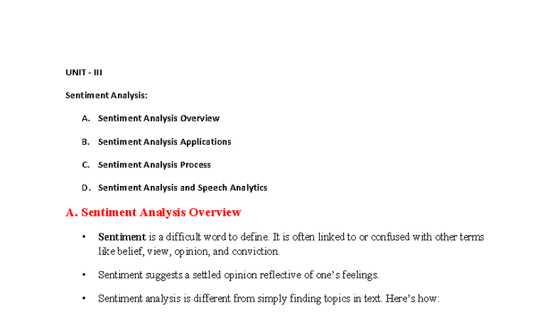 WSMA UNIT 3: Comprehensive Overview of Sentiment Analysis Techniques ...