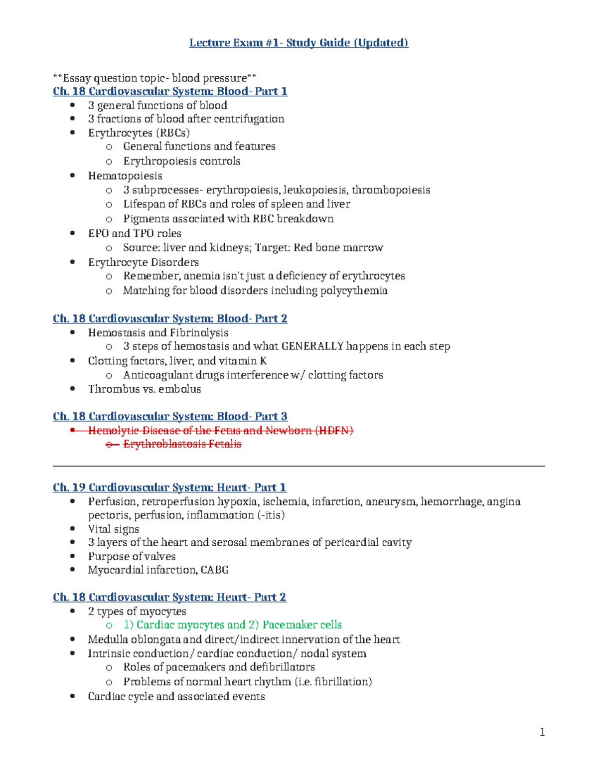 Lecture Exam #1 Study Guide: Cardiovascular System & Pharmacology - Studocu