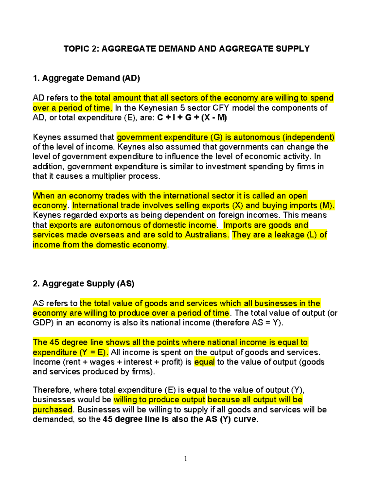 Aggregate Demand and Supply: Key Concepts and Equilibrium Analysis ...