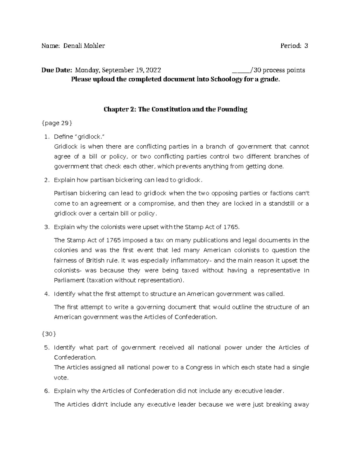Chapter 2 AP Gov Reading Notes (2022-2023) on The Constitution - Studocu
