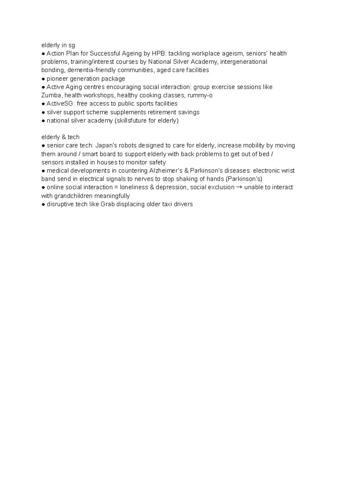 Elderly in SG: Action Plan for Successful Ageing (EGS Essay) - Studocu