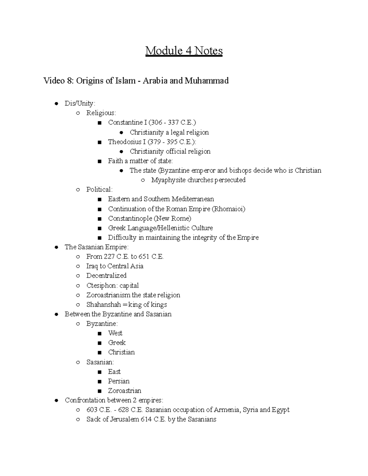 Module 4 Notes: Origins of Islam and the Rise of Muhammad - Studocu