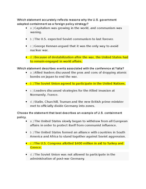 US History II Milestone 4 - U. History II MILESTONE 4 You passed this ...