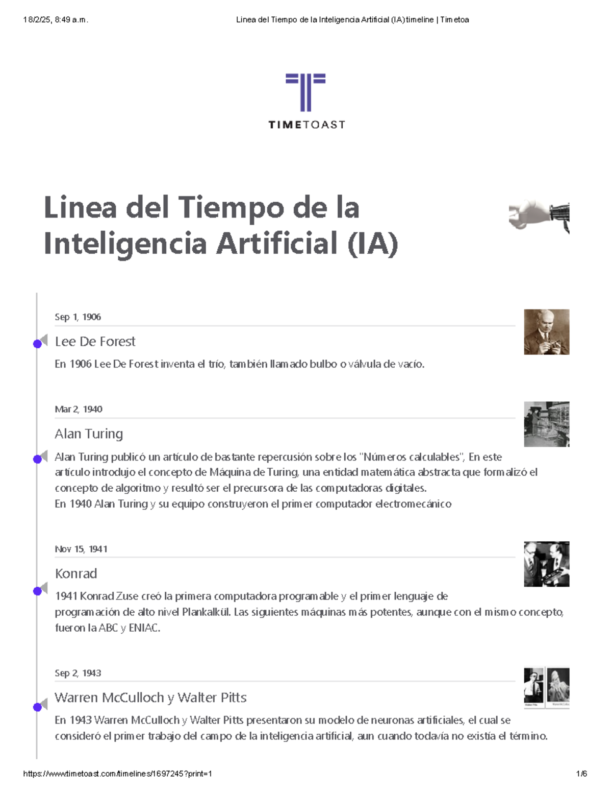 Linea del Tiempo de la Inteligencia Artificial (IA) - Hitos Clave - Studocu
