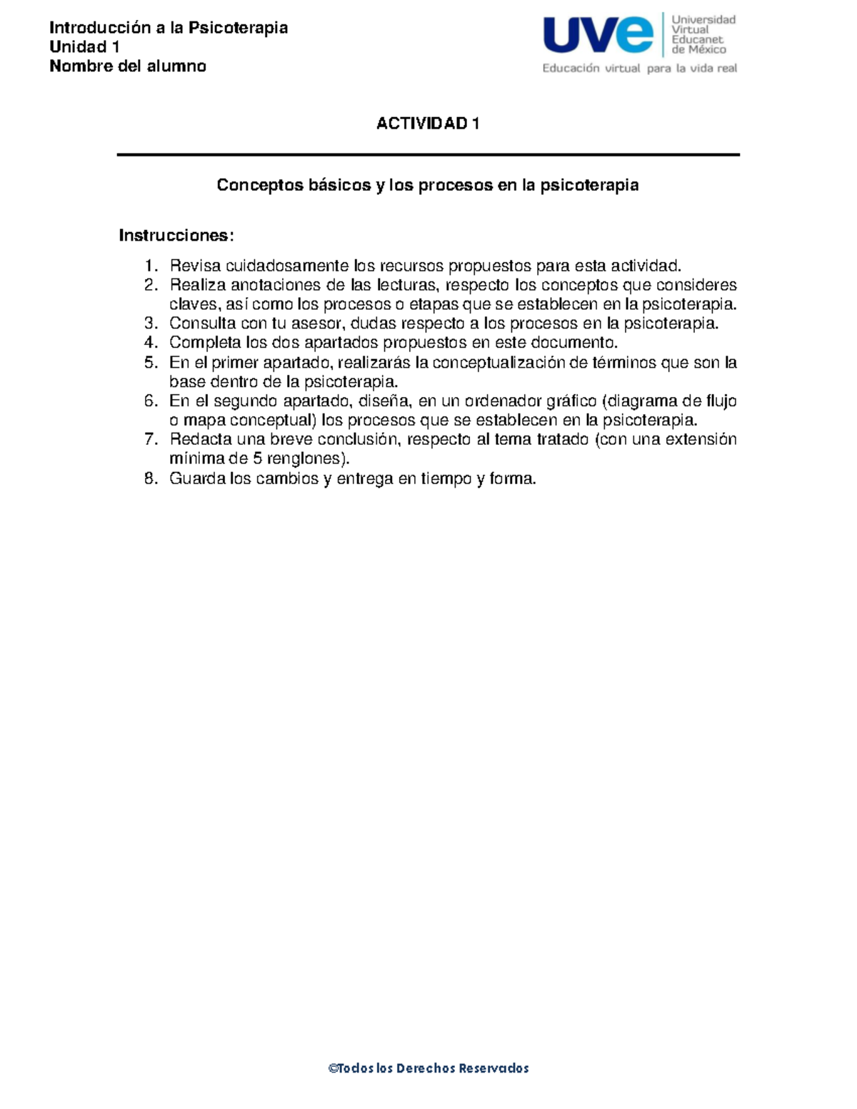 LP904 U1 A1 Conceptos Básicos y Procesos en Psicoterapia - Studocu