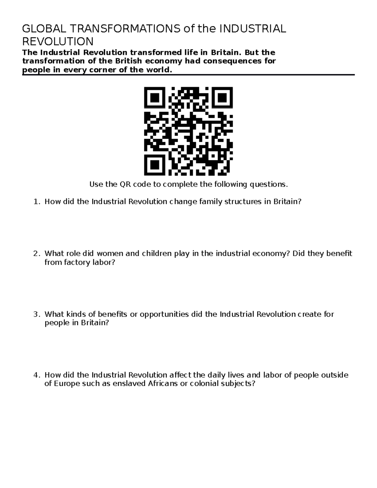 Global Transformations of the Industrial Revolution: Impacts & Insights ...