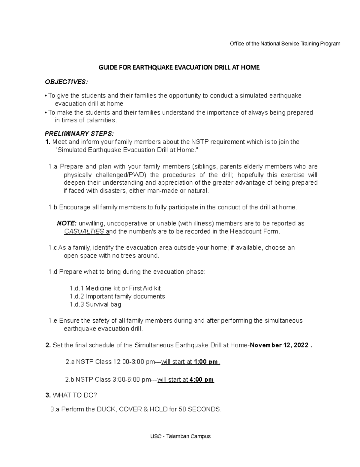 Guidelines for Simultaneous Earthquake Evacuation Drill 2022 - Office ...