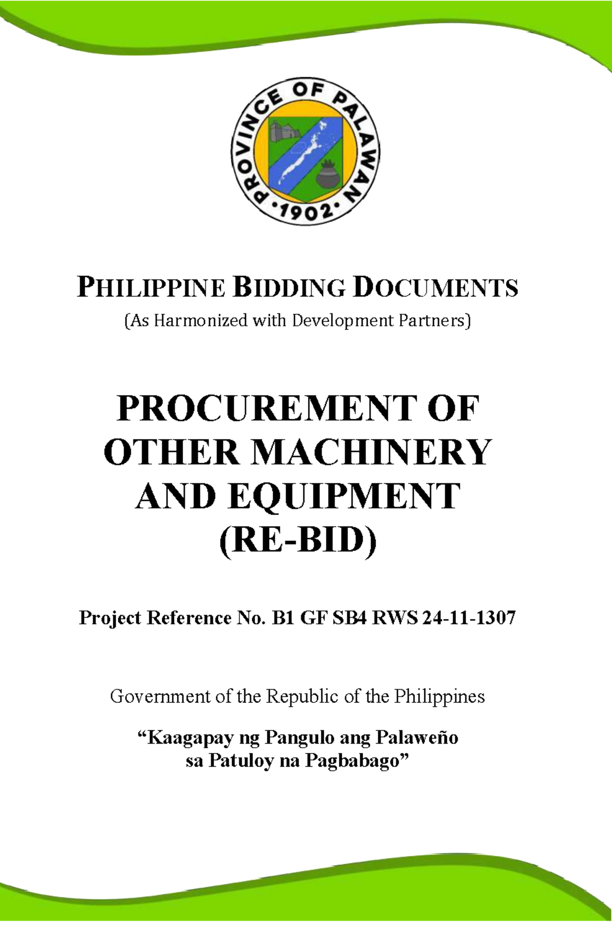 Philippine Bidding Documents for Procurement of Machinery & Equipment ...