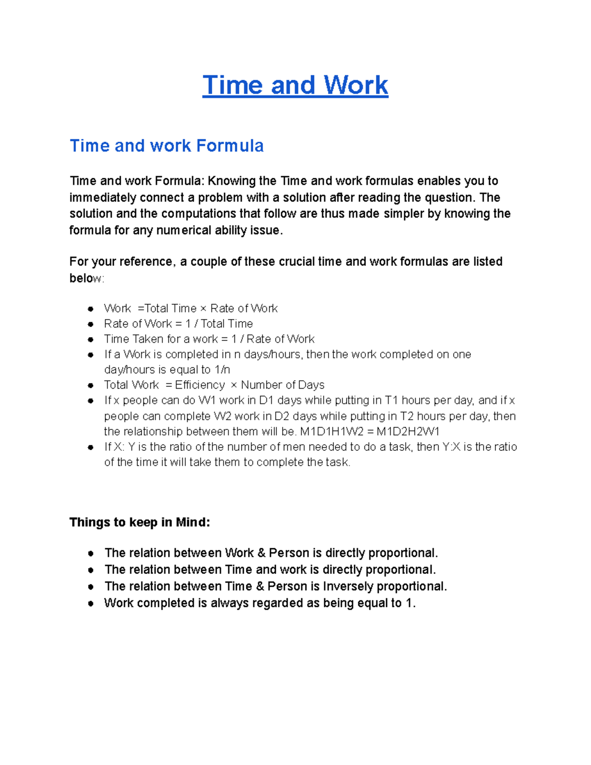 Time and work Formula - The solution and the computations that follow ...