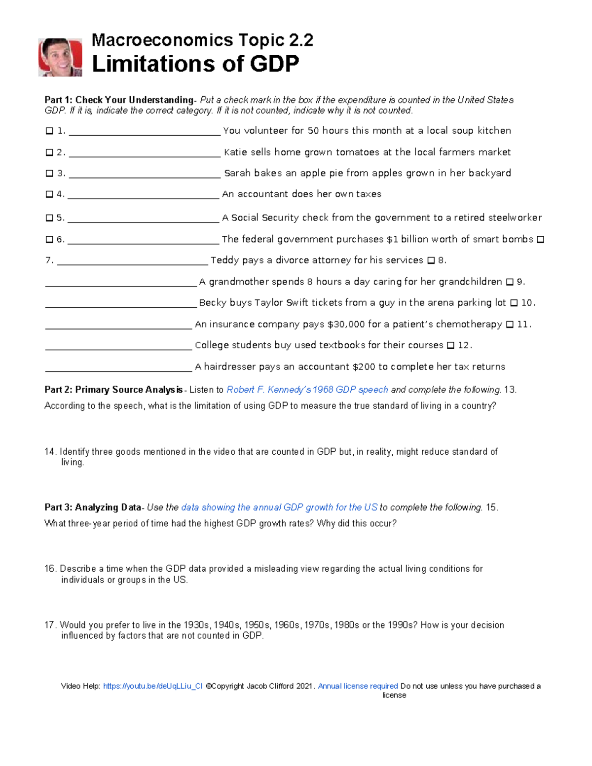 Limitations of GDP Worksheet 1: Macroeconomics Analysis - Studocu