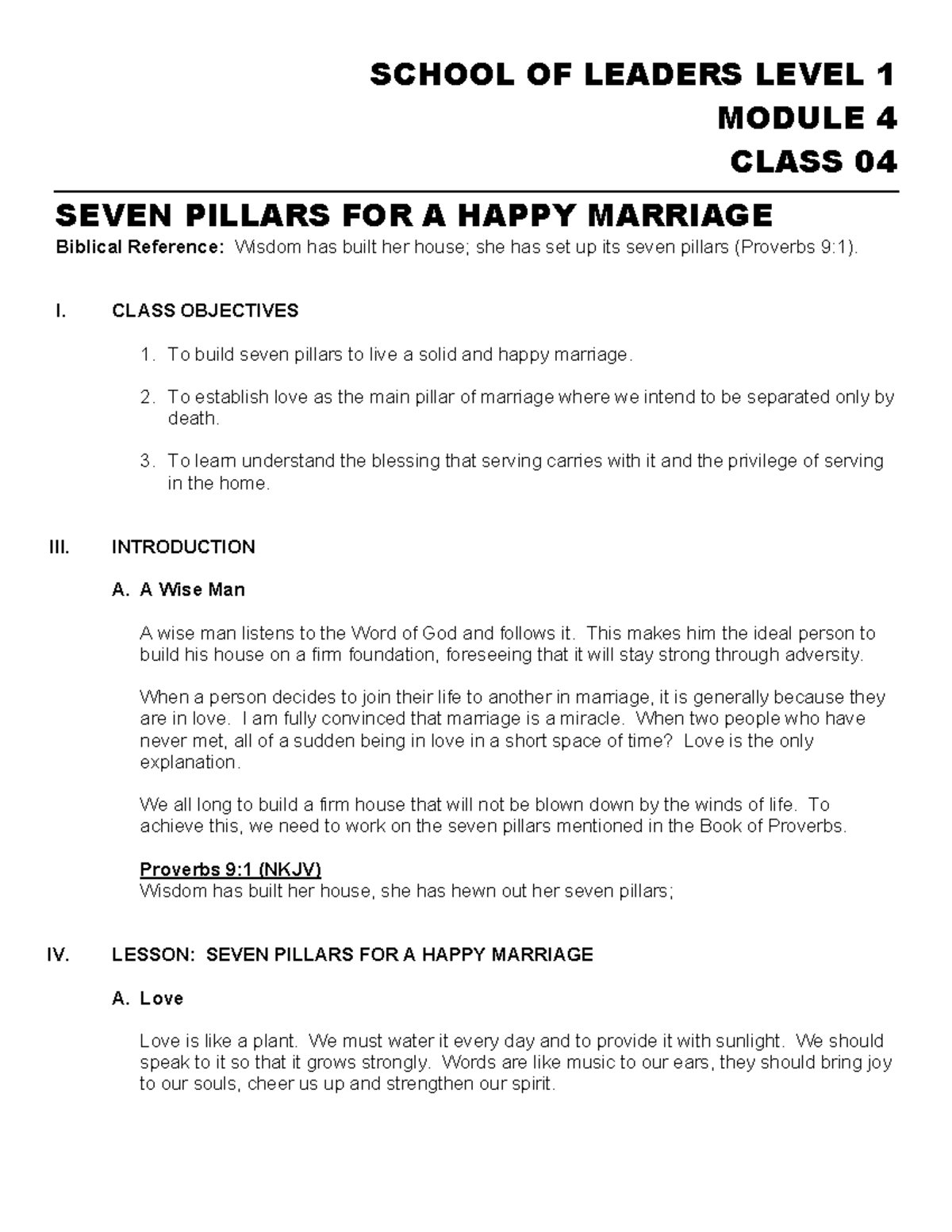 Student module 04 class 04 seven pillars - SCHOOL OF LEADERS LEVEL 1 MODULE 4 CLASS 04 SEVEN ...