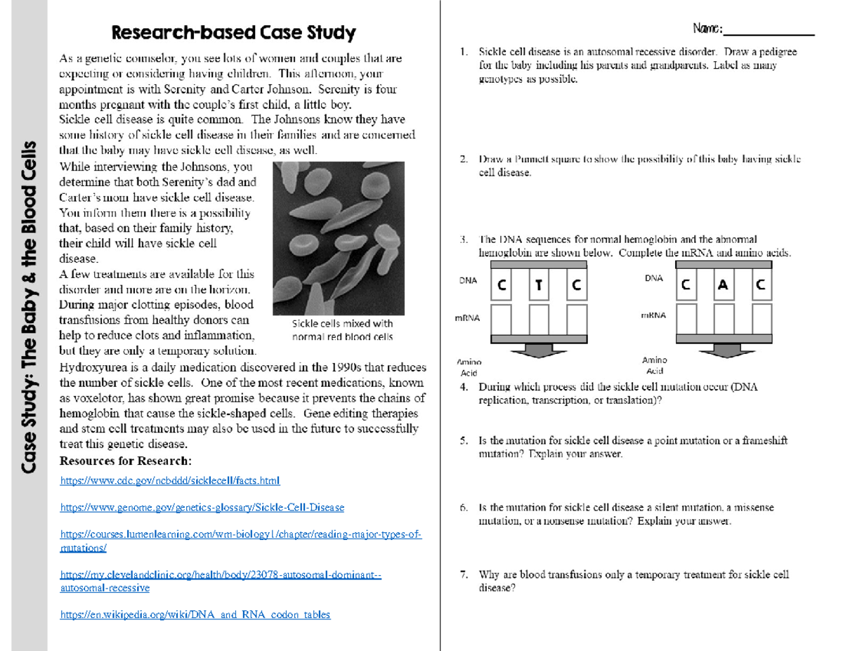 Case Study: Sickle Cell Disease & Genetic Counseling (GEN 101) - Studocu
