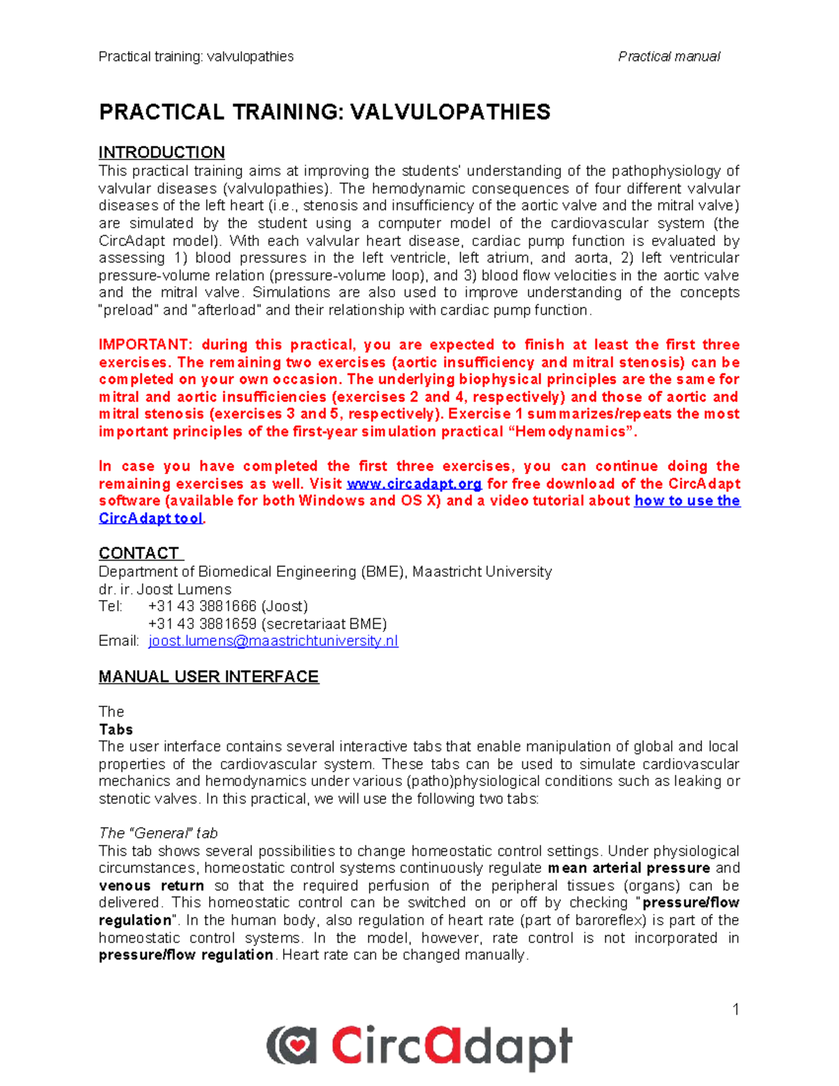 Practical Training Manual: Valvulopathies (BME 101) - Studeersnel