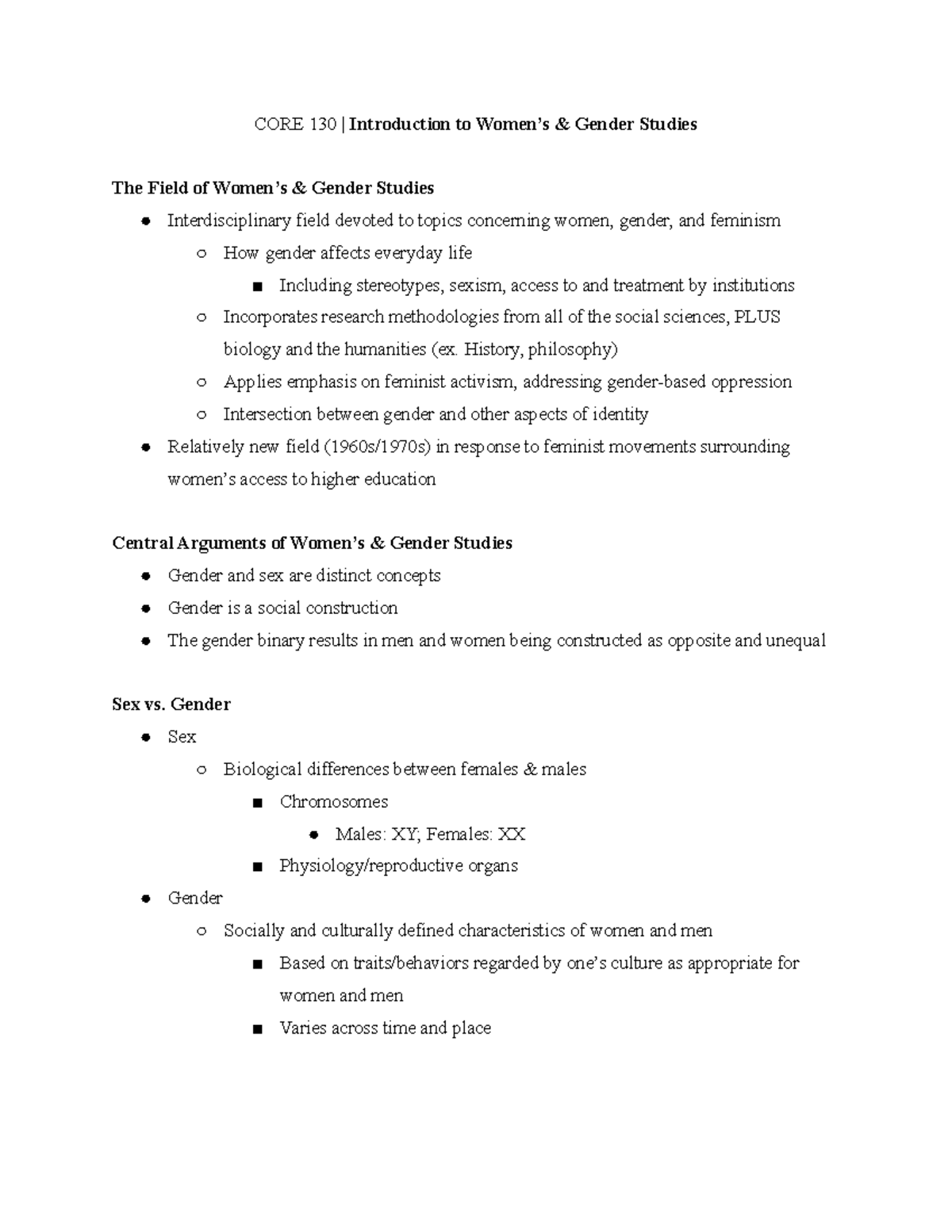 CORE 130 | Intro to Women’s & Gender Studies: Key Concepts & Issues ...