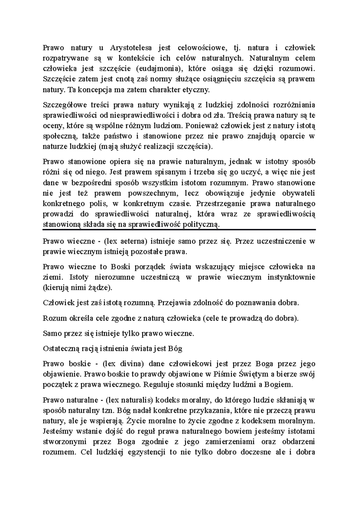 Prawo natury u Arystotelesa: Etyka i Moralność w Lex Naturalis - Studocu