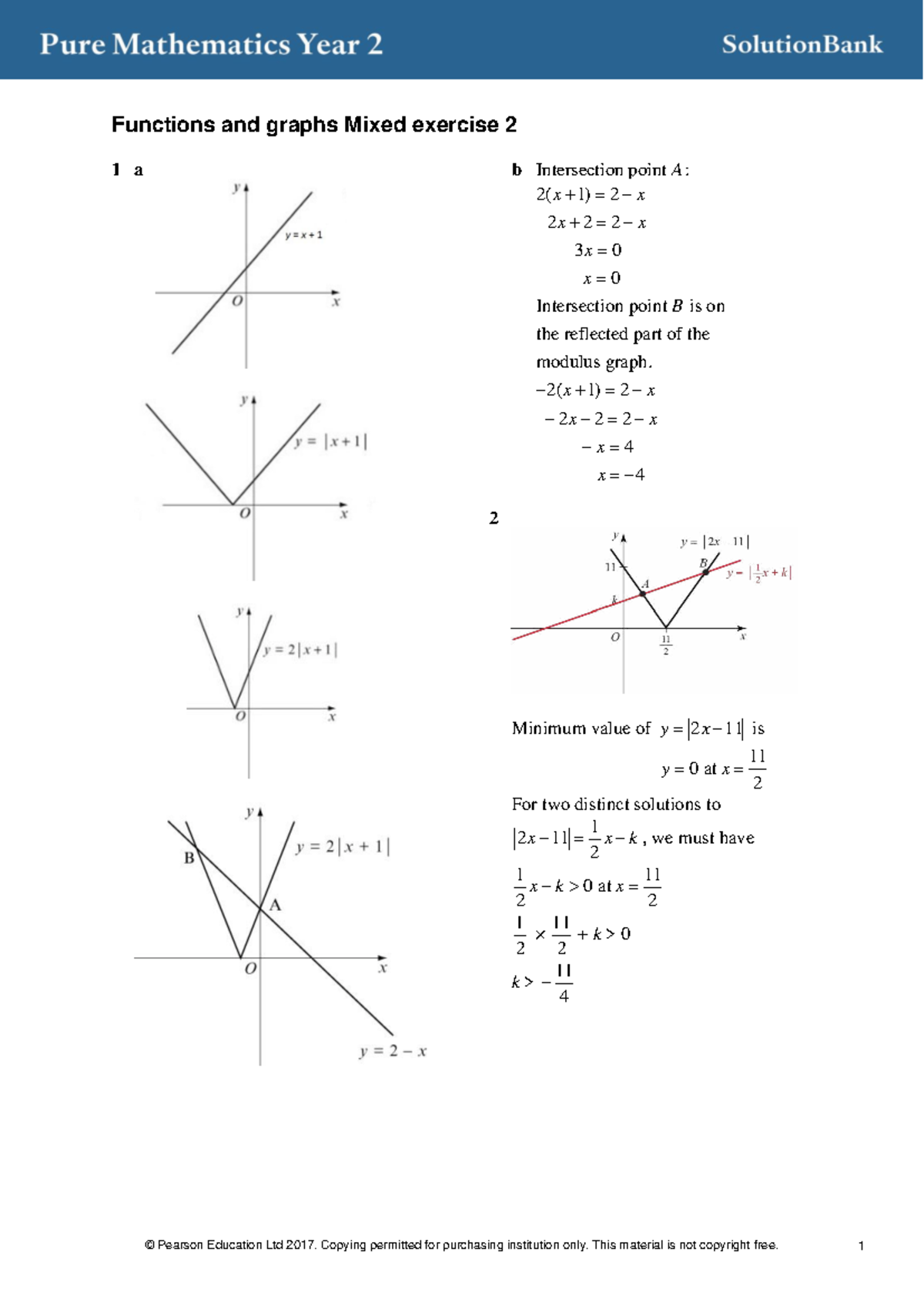 Alevelsb P2 Mixed Exercise 2: Functions and Graphs Analysis - Studocu