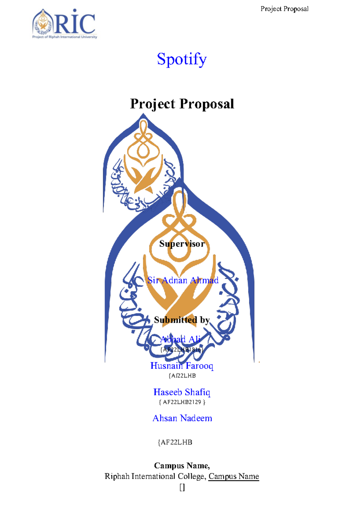 AF22LHB Spotify Project Proposal for Enhanced User Engagement - Studocu