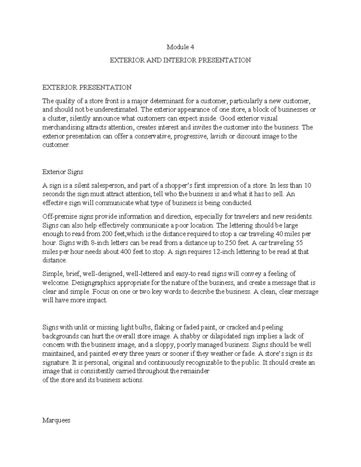 Module 4: Exterior & Interior Presentation in HPC9 - Studocu