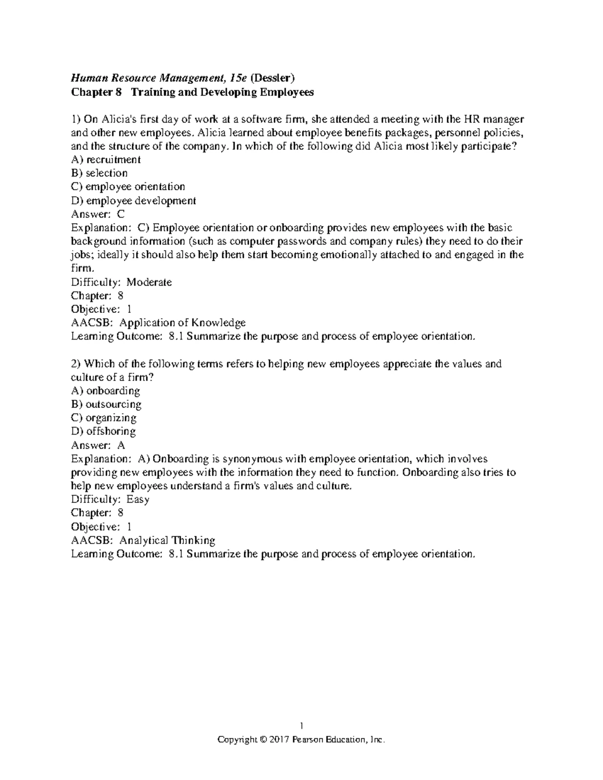 HRM-CHAP-7 - test bank questions - 1 Human Resource Management, 15e ...