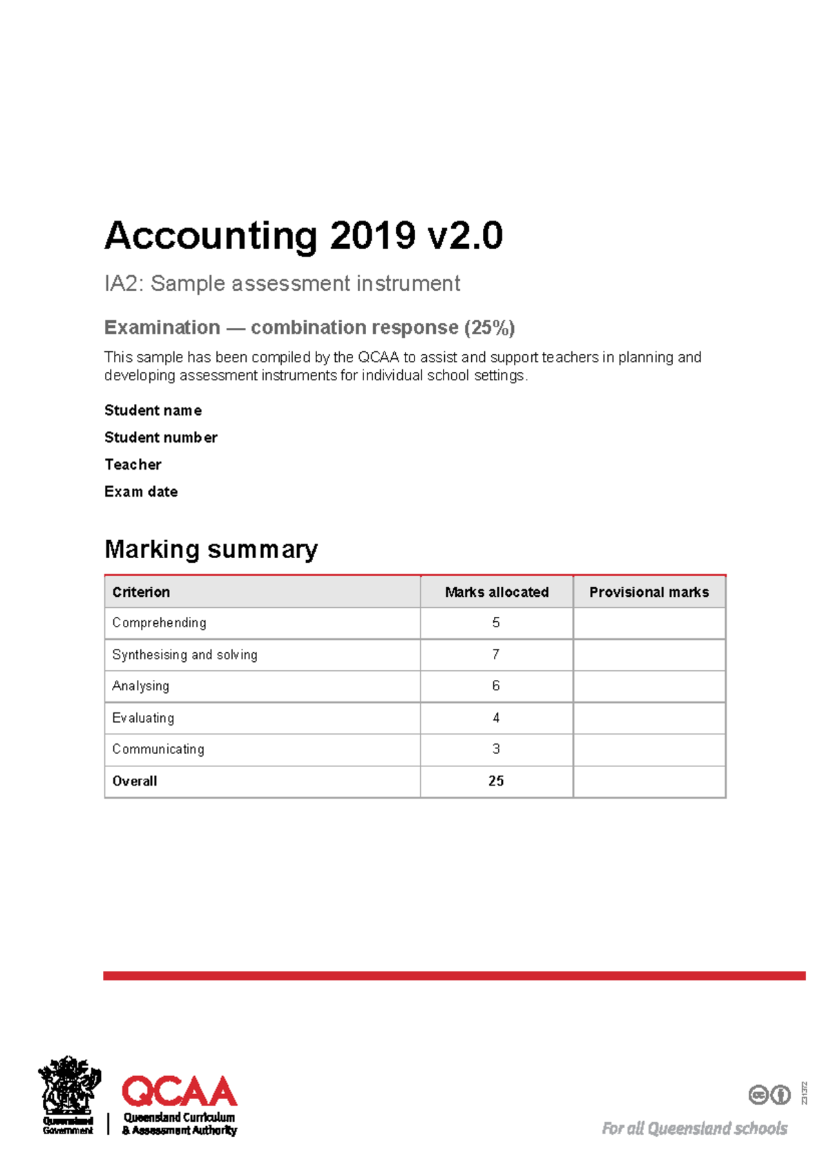 Accounting 2019 IA2: Sample Assessment Instrument Guide - Studocu