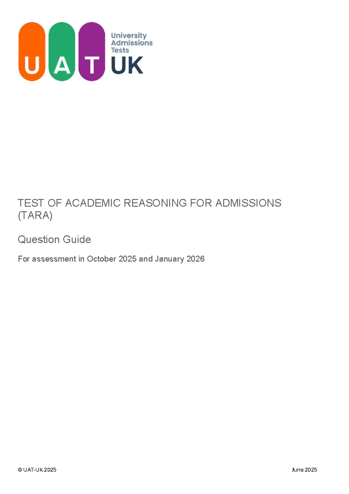 TARA Question Guide: Academic Reasoning Test Overview (June 2025) - Studocu