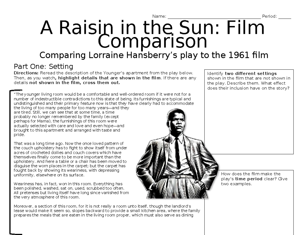 1961 Film Comparison: A Raisin in the Sun - Analysis and Insights - Studocu