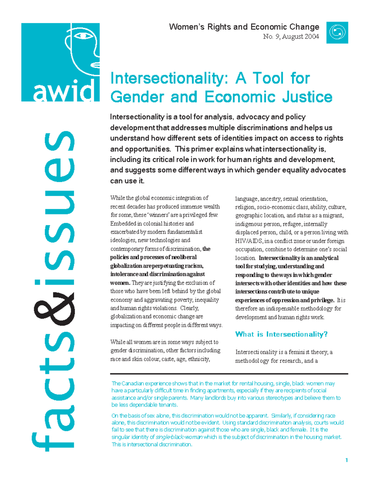 Intersectionality a tool for gender and economic justice - facts&issues ...