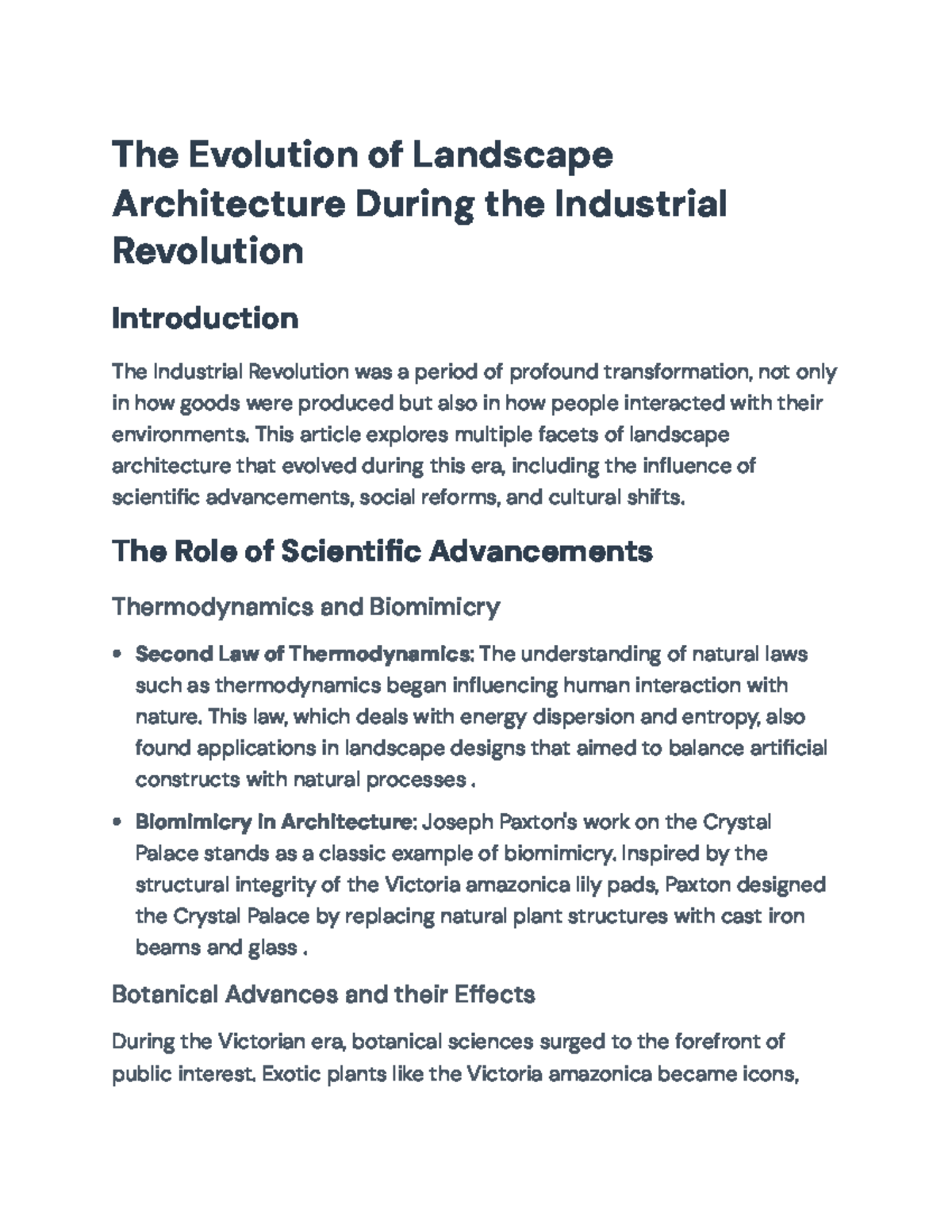 The Evolution of Landscape Architecture during the Industrial ...