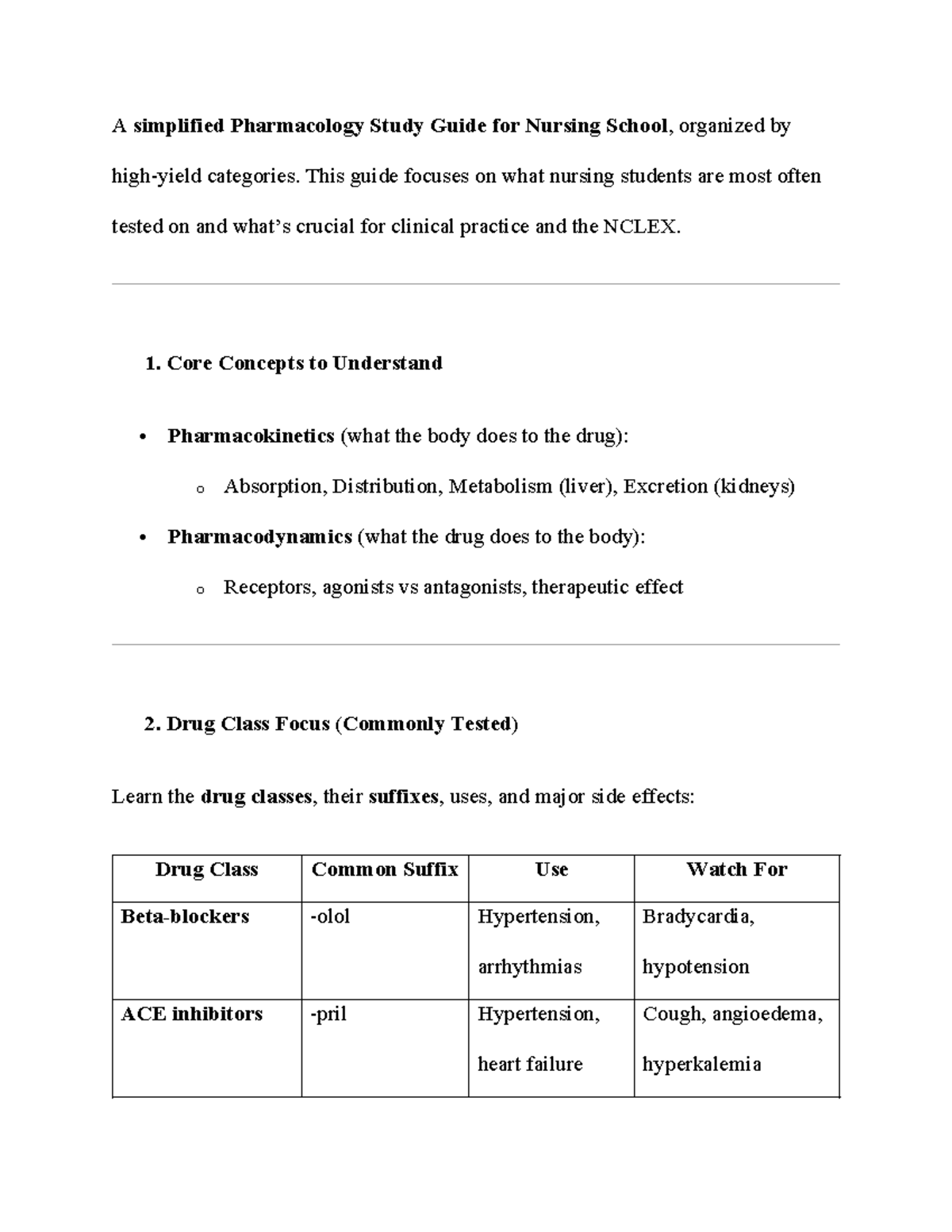 Pharmacology Study Guide for Nursing School (NURS 101) - Studocu