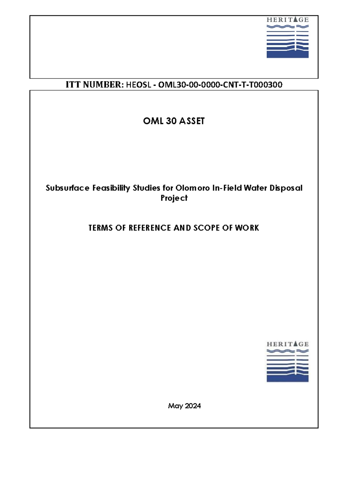 Request for Quotation - OML 30 Olomoro In-Field Water Disposal ...